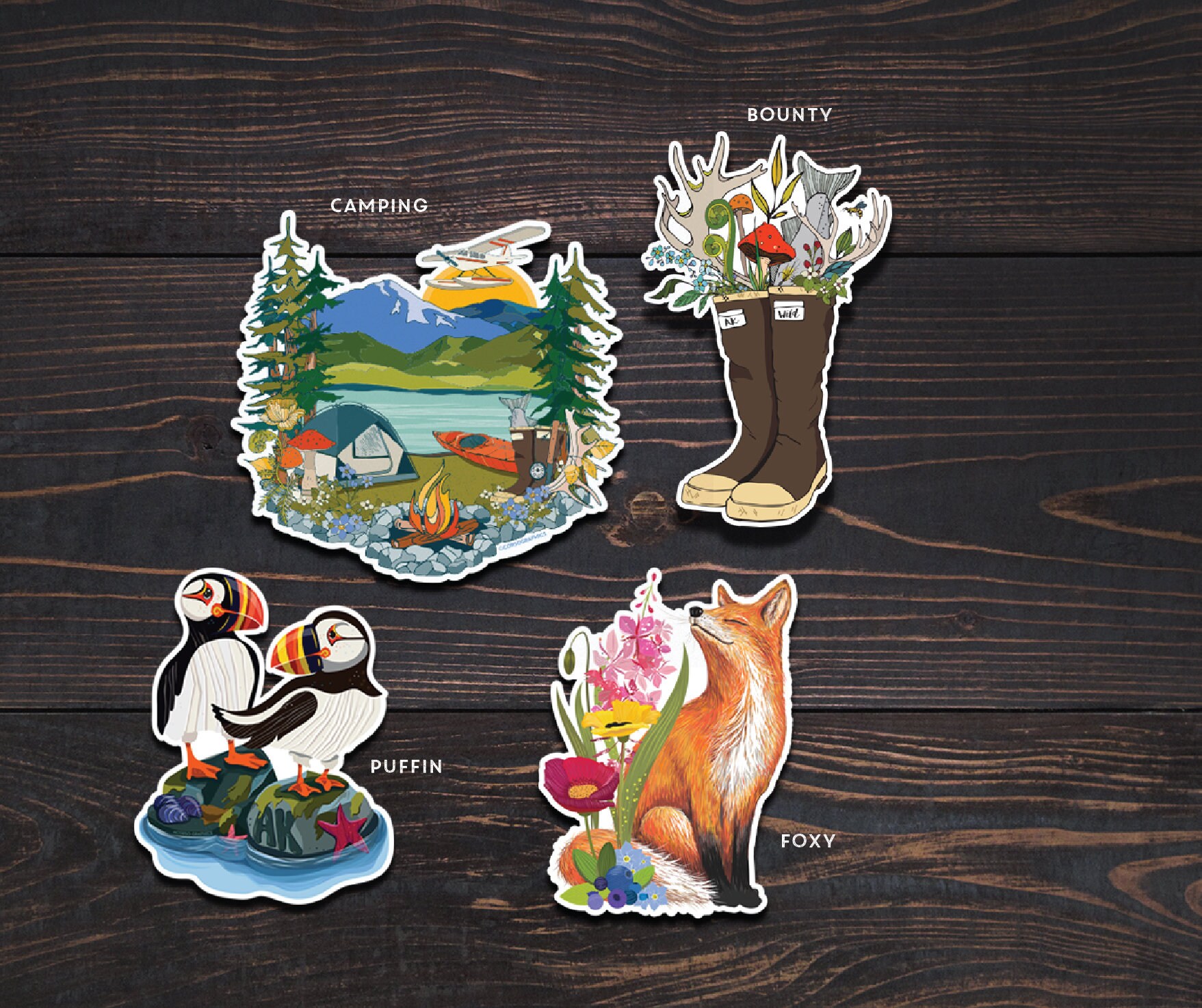 PICK YOUR PACK of 5 Stickers Alaska nature stickers decal for | Etsy