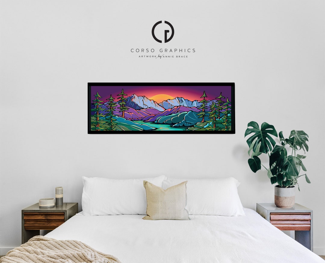 Canvas Art Print Lake Life Colorful Wall Artwork Blue Digital Design ...