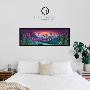 Canvas Art Print Lake Life Colorful Wall Artwork Blue Digital Design ...