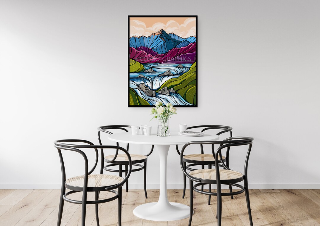 Canvas Art River Run Mountain Colorful Wall Artwork Alaska Design ...