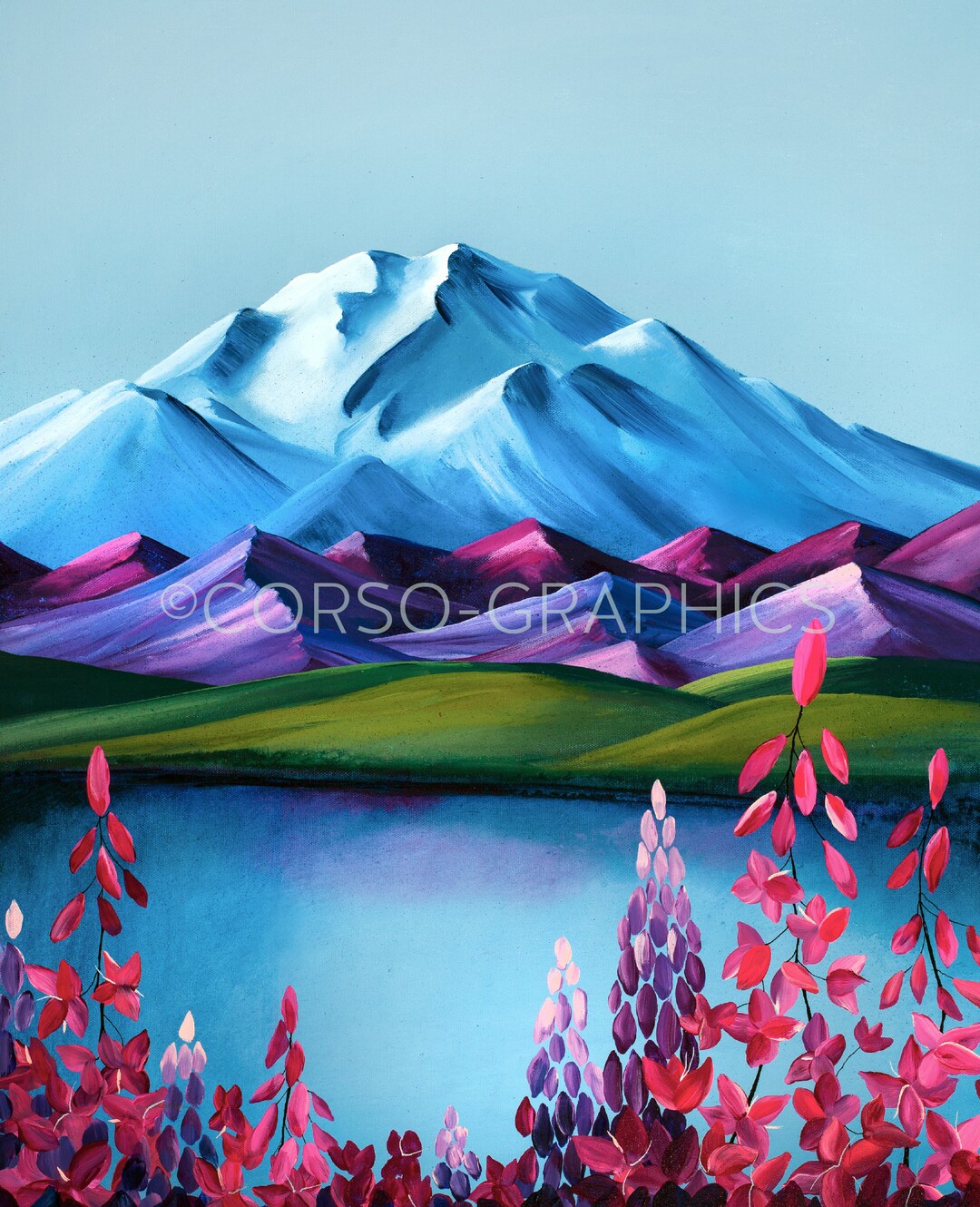 Denali Fireweed Artwork Art Print Alaska Art Wall Art Nature Scene Art ...