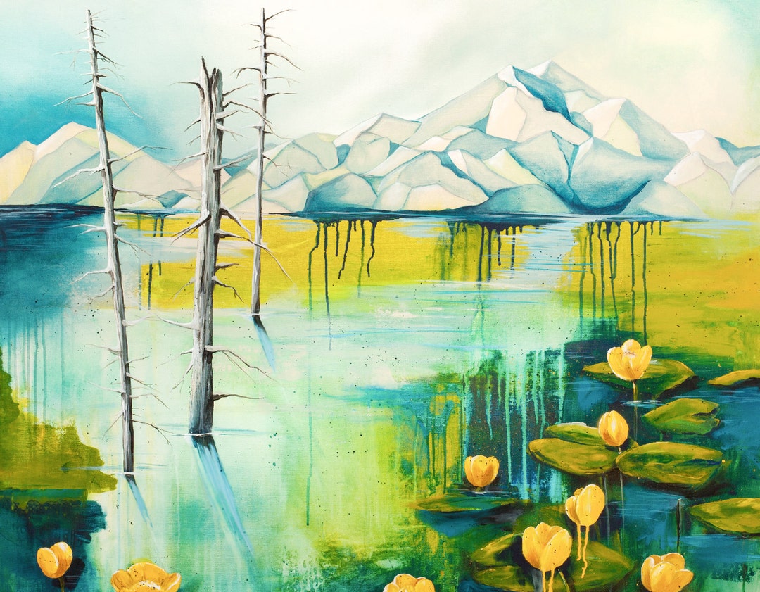 Turnagain Lagoon Wall Art Print Lillies Lily Pad Painting Watercolor ...