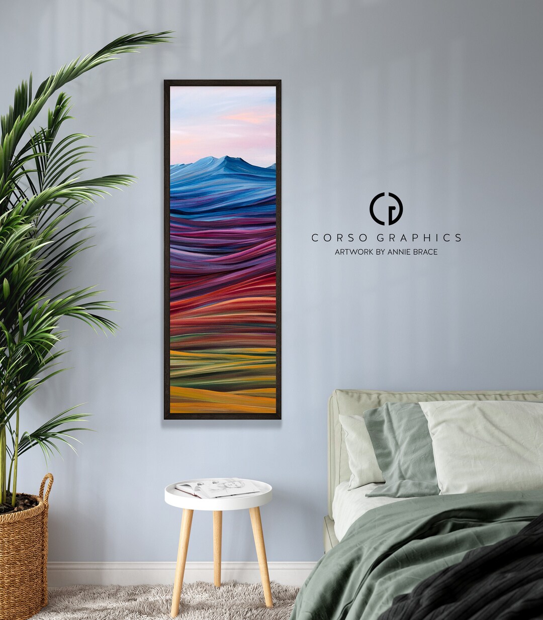 Canvas Art Print Amber Waves Mountain Colorful Wall Artwork Blue ...