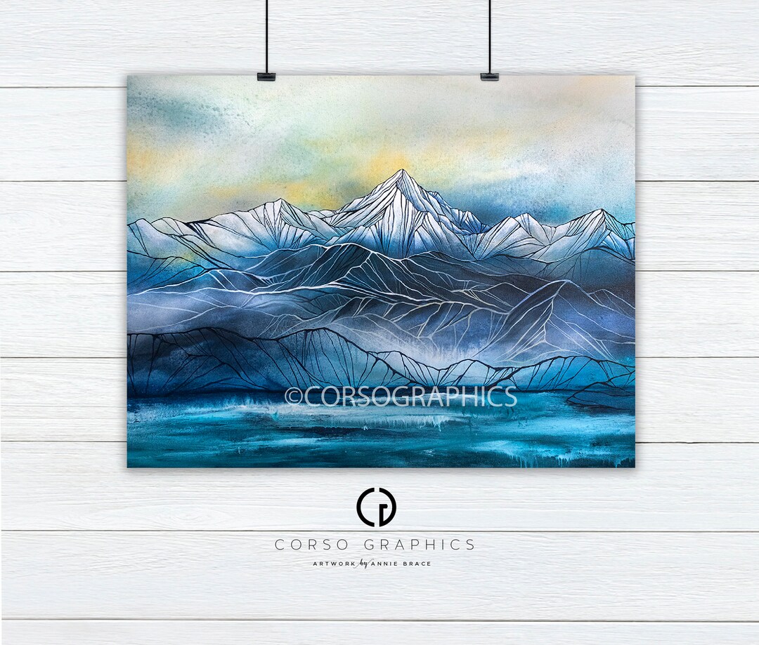 Wall Art Arctic Ice Alaska Art Blue and Black Mountain Winter Art ...