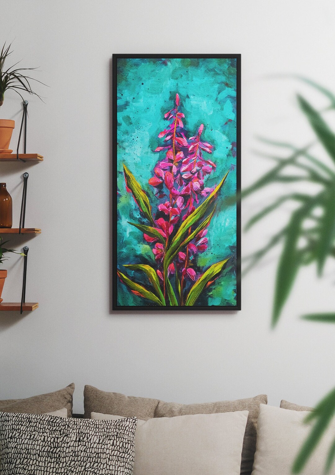 Canvas Art Print Electric Summer Colorful Wall Artwork Fireweed Acrylic ...