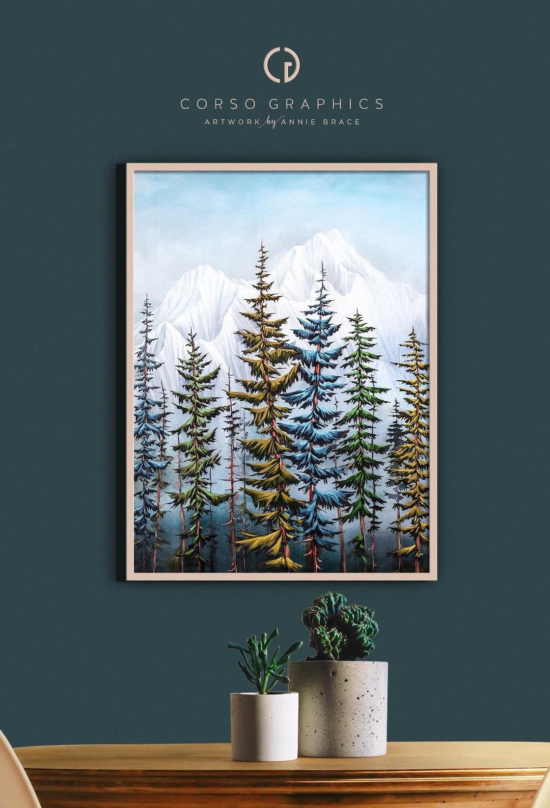 Canvas Art Print Misty Mountains Colorful Wall Artwork Alaskan Artist ...