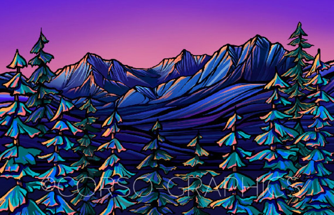 Canvas Art Print Blue Ridge Mountain Colorful Wall Artwork Alaska ...