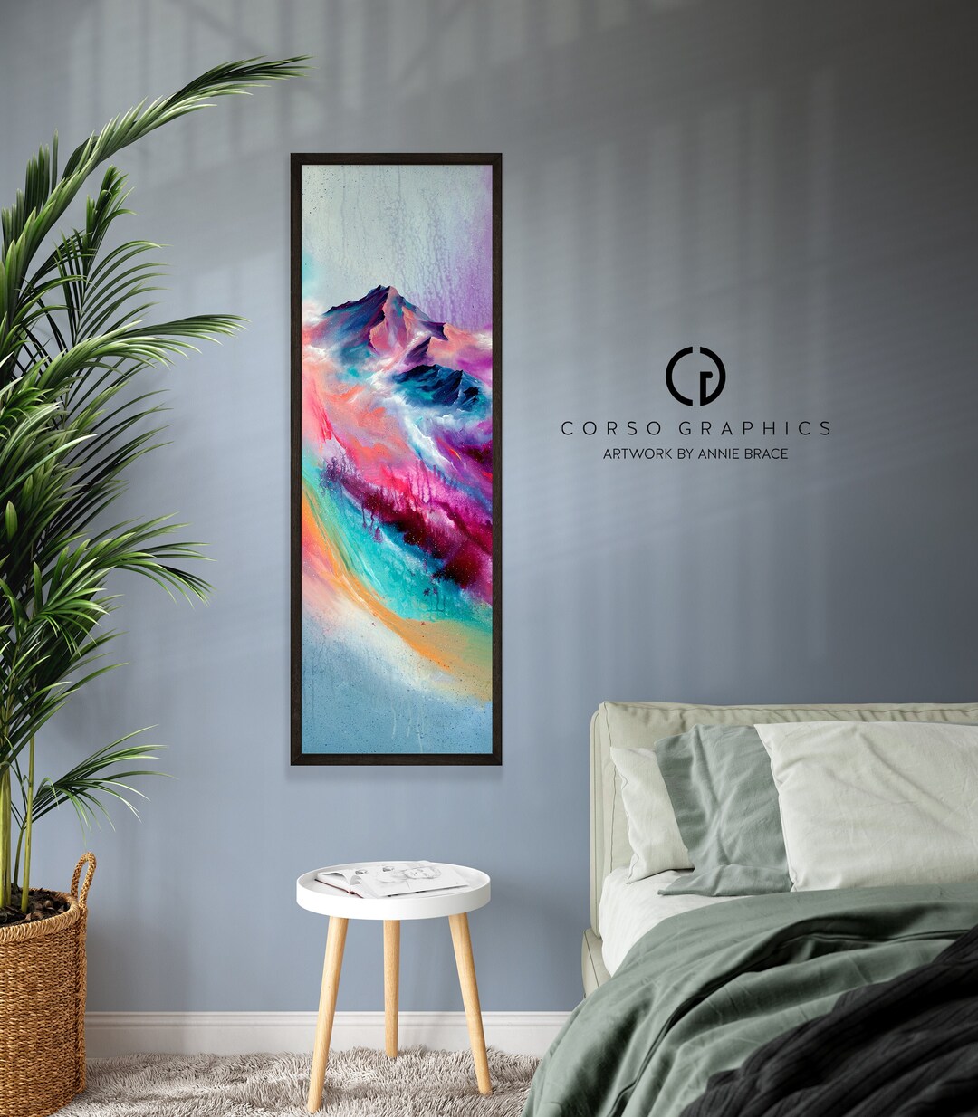 Canvas Art Print Cotton Candy Peaks Mountain Colorful Wall Artwork Blue ...