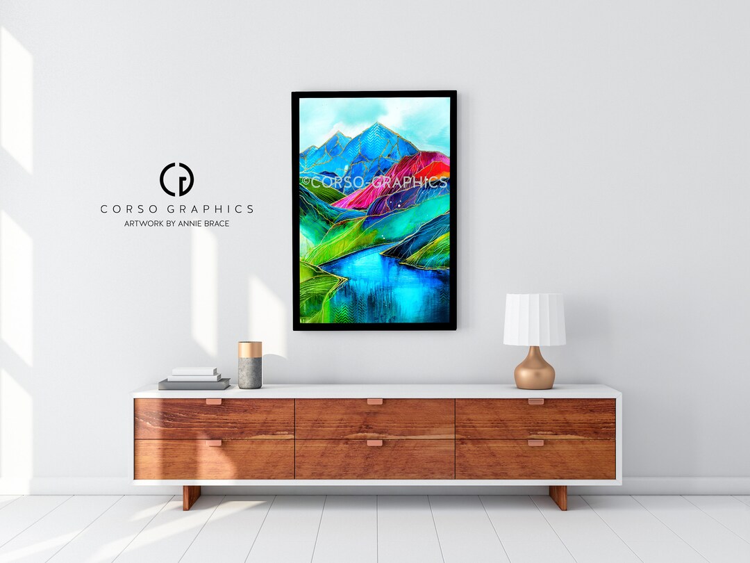 Canvas Art Print Watershed Mountains Colorful Artwork Alaska Design ...