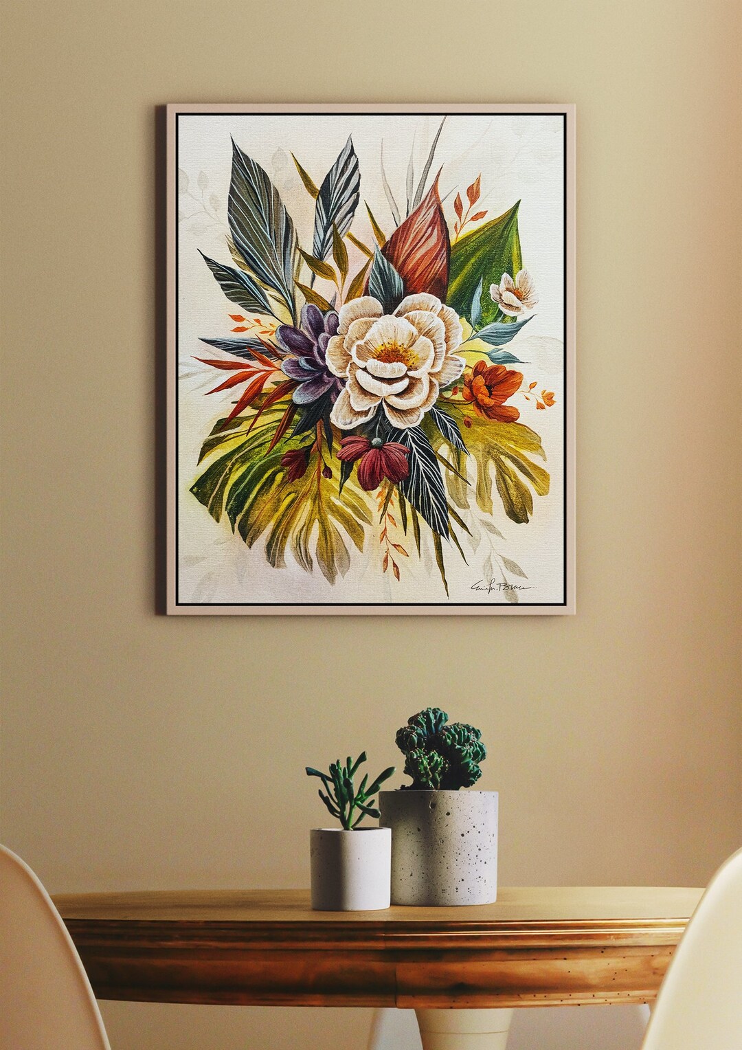 Canvas Art Print Floral Burst Flowers Colorful Wall Artwork Blue ...