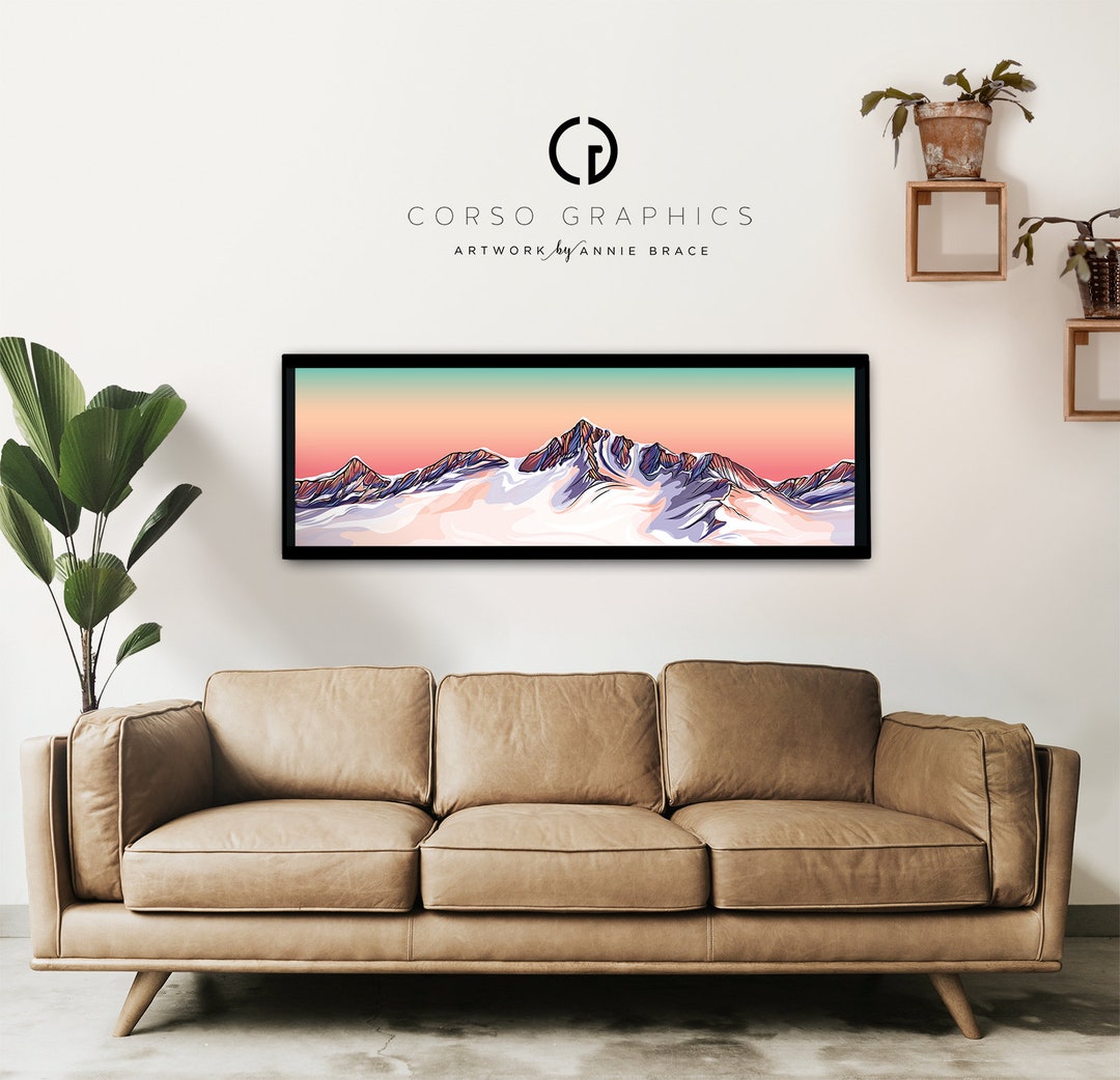 Canvas Art Print Chugach Range Mountain Colorful Wall Artwork Blue ...
