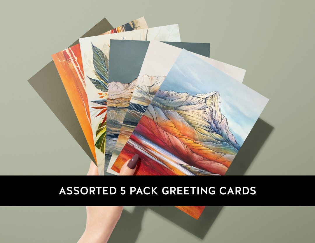Greeting Card 5 Pack Unkempt Collection Mountains Rivers Landscape ...