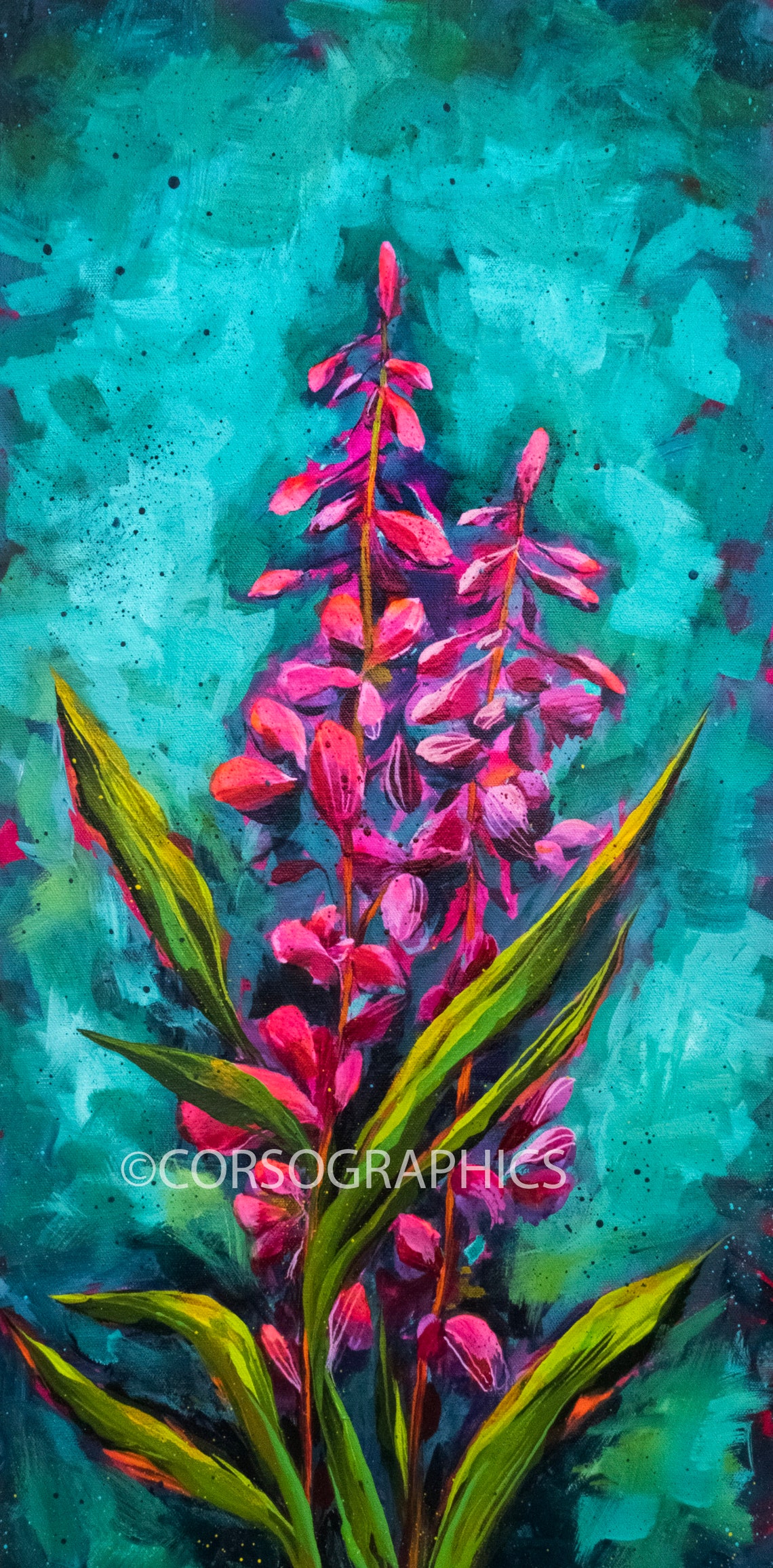 Canvas Art Print Electric Summer Colorful Wall Artwork Fireweed Acrylic ...