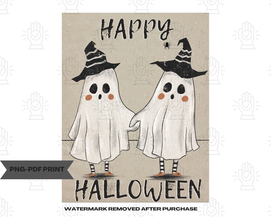 Happy Halloween Twin Ghouls Sublimination, Ghost Twins, Fall, Spooky Season, Digital File, Print ...