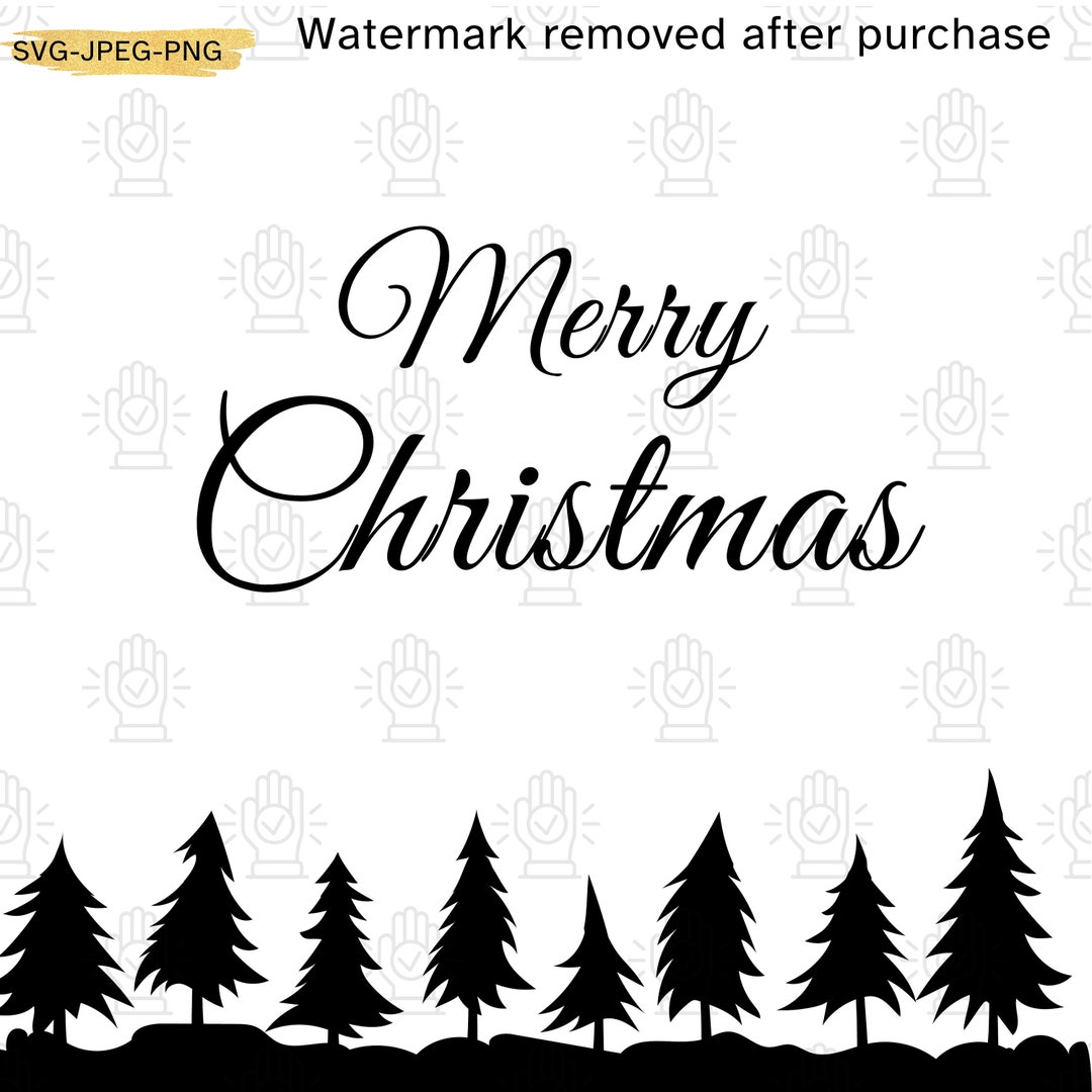 Merry Christmas Simple SVG, Treeline, Holiday, Digital File, Winter ...