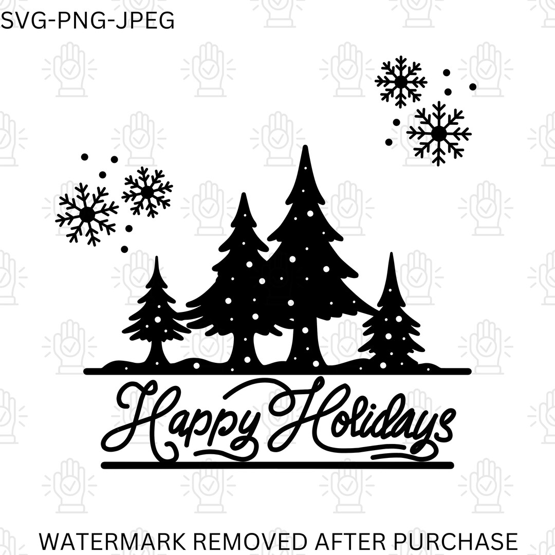 Happy Holidays Winter Silhouette, SVG, PNG, JPEG, Christmas, Digital ...