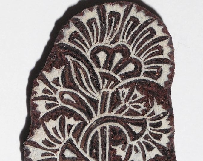 Floral Flower Stamp Fair Trade 7.5cm Carved Indian Wooden Printing ...