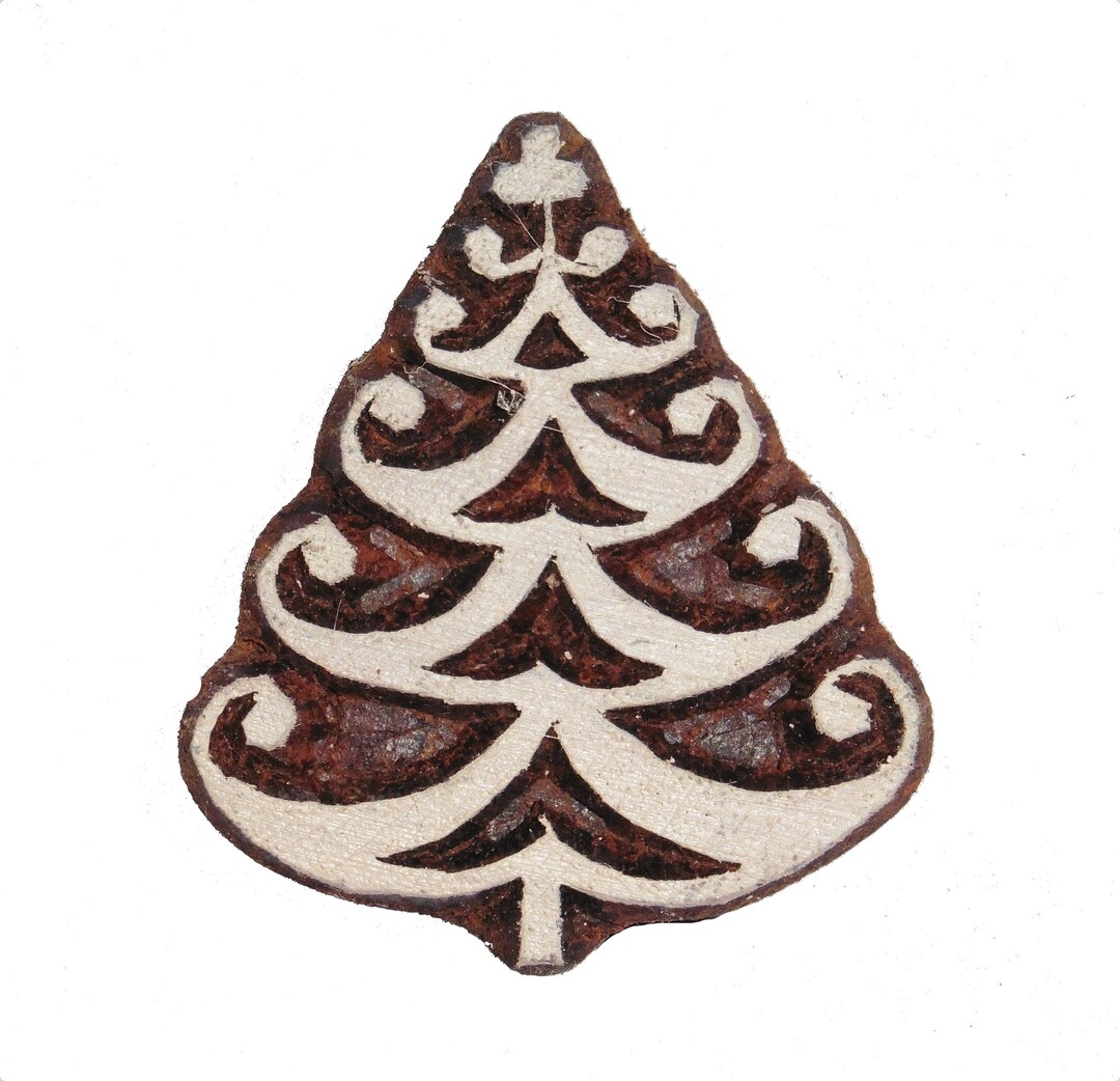 Fair Trade 4.5 X 5.1cm Christmas Tree Design Hand Carved Indian Wooden ...