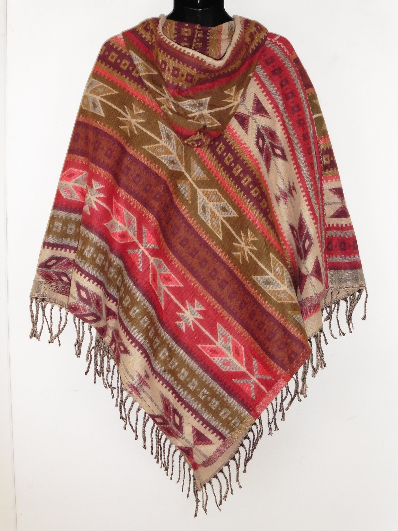 Wild West Cowboy Poncho V-shape Hooded Soft Snug Acrylic Wool - Etsy