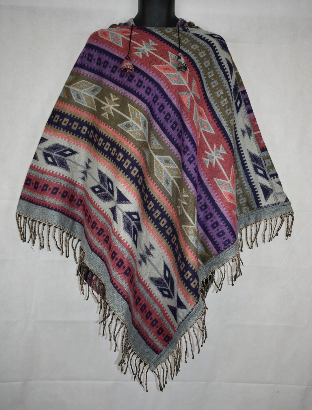 Fair Trade V-shape Hooded Wild West Cowboy Festival Poncho Soft Snug ...