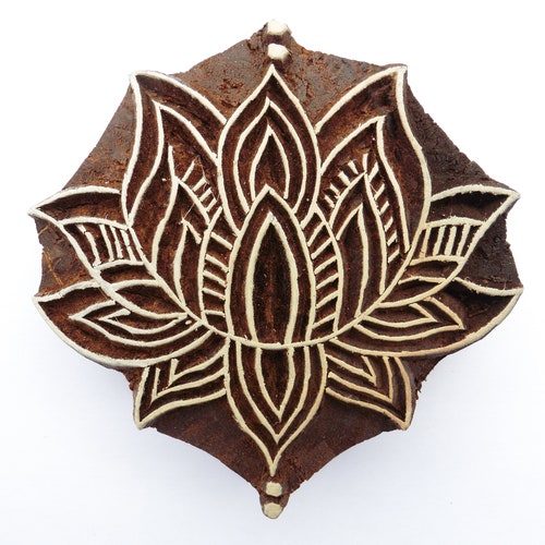 Indian Wooden Printing Block Lotus Flower | Etsy UK