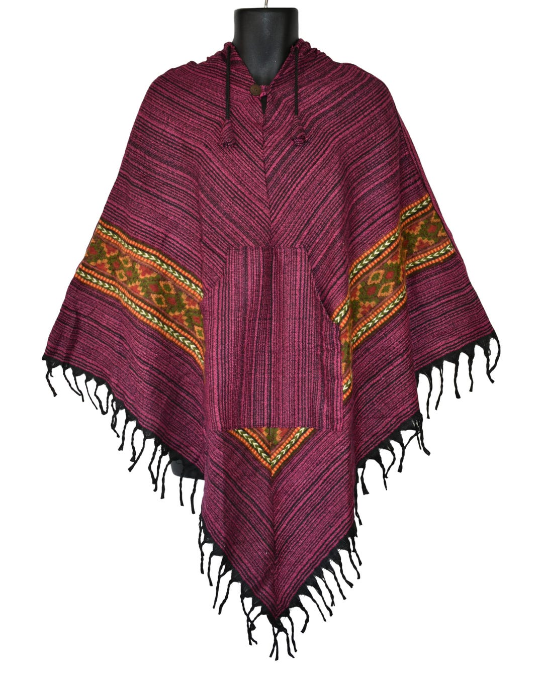 Wild West Cowboy Festival Poncho V-shape Hooded Fair Trade Soft Snug ...
