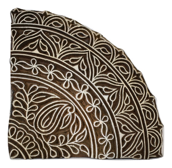 Fair Trade 15cm Floral Quarter Circle Design Carved Indian | Etsy