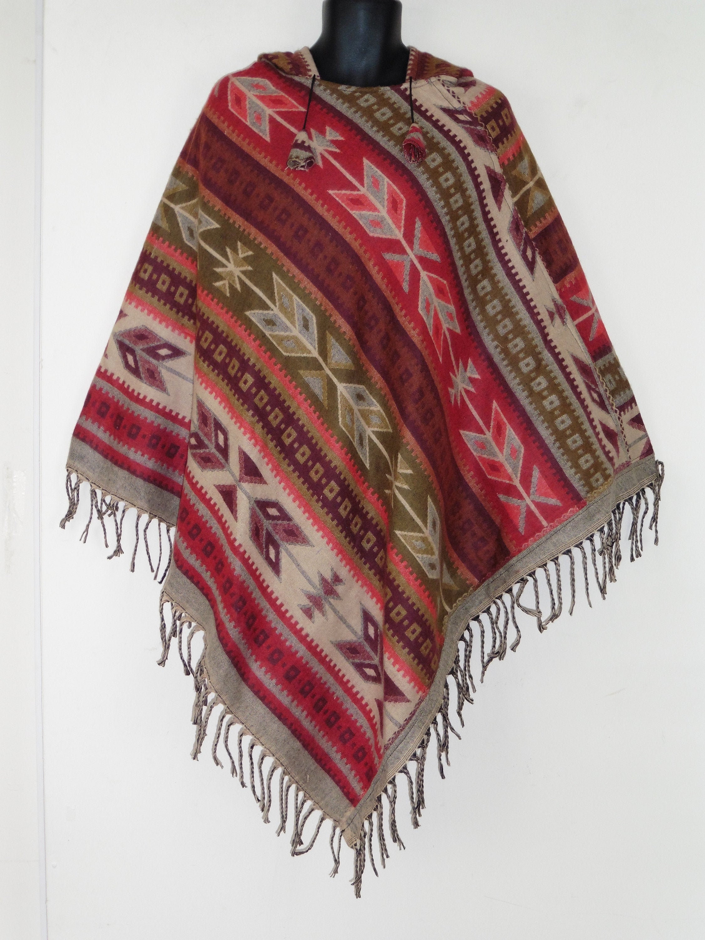 Wild West Cowboy Poncho V-shape Hooded Soft Snug Acrylic Wool - Etsy