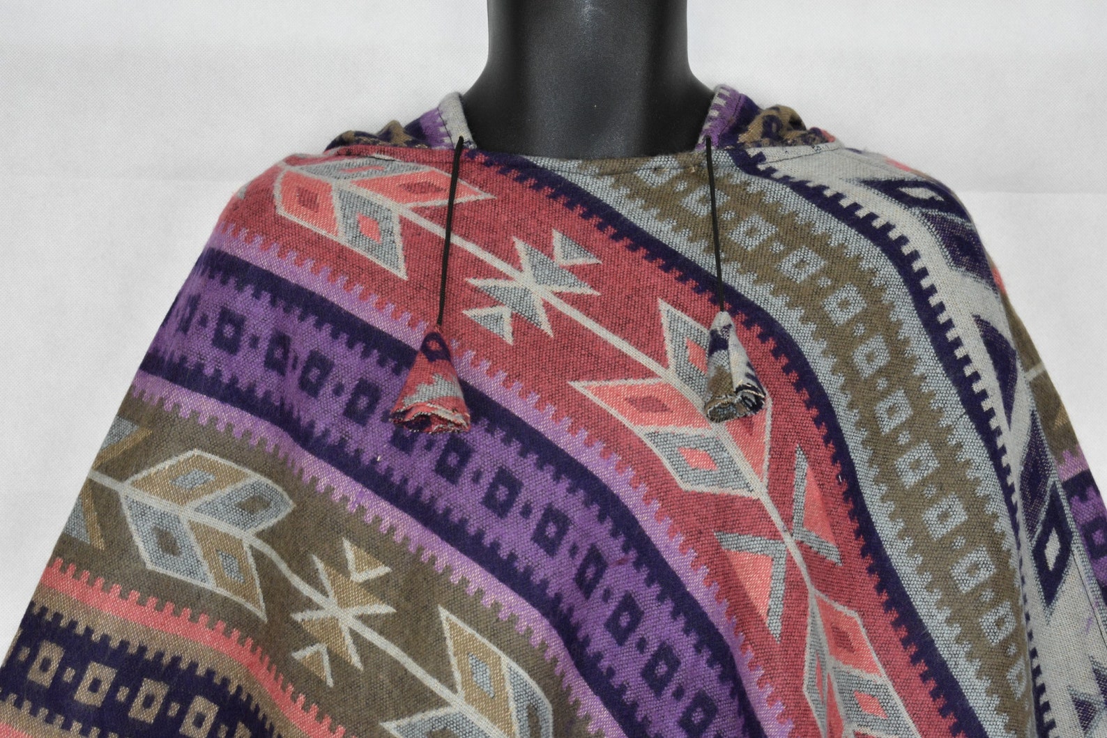 Fair Trade V-shape Hooded Wild West Cowboy Festival Poncho Soft Snug ...