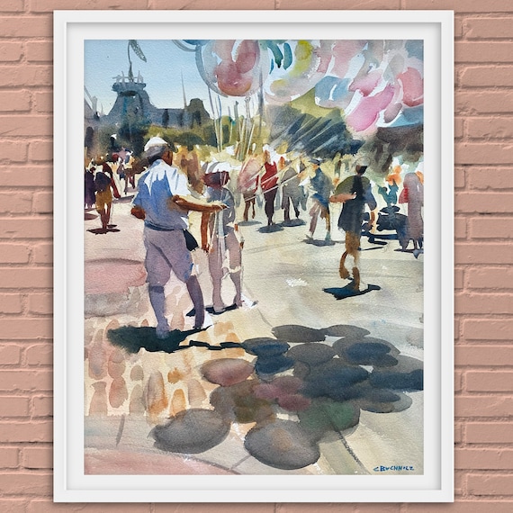 Balloon Vendor Watercolor Painting | Etsy