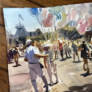 Balloon Vendor Watercolor Painting - Etsy