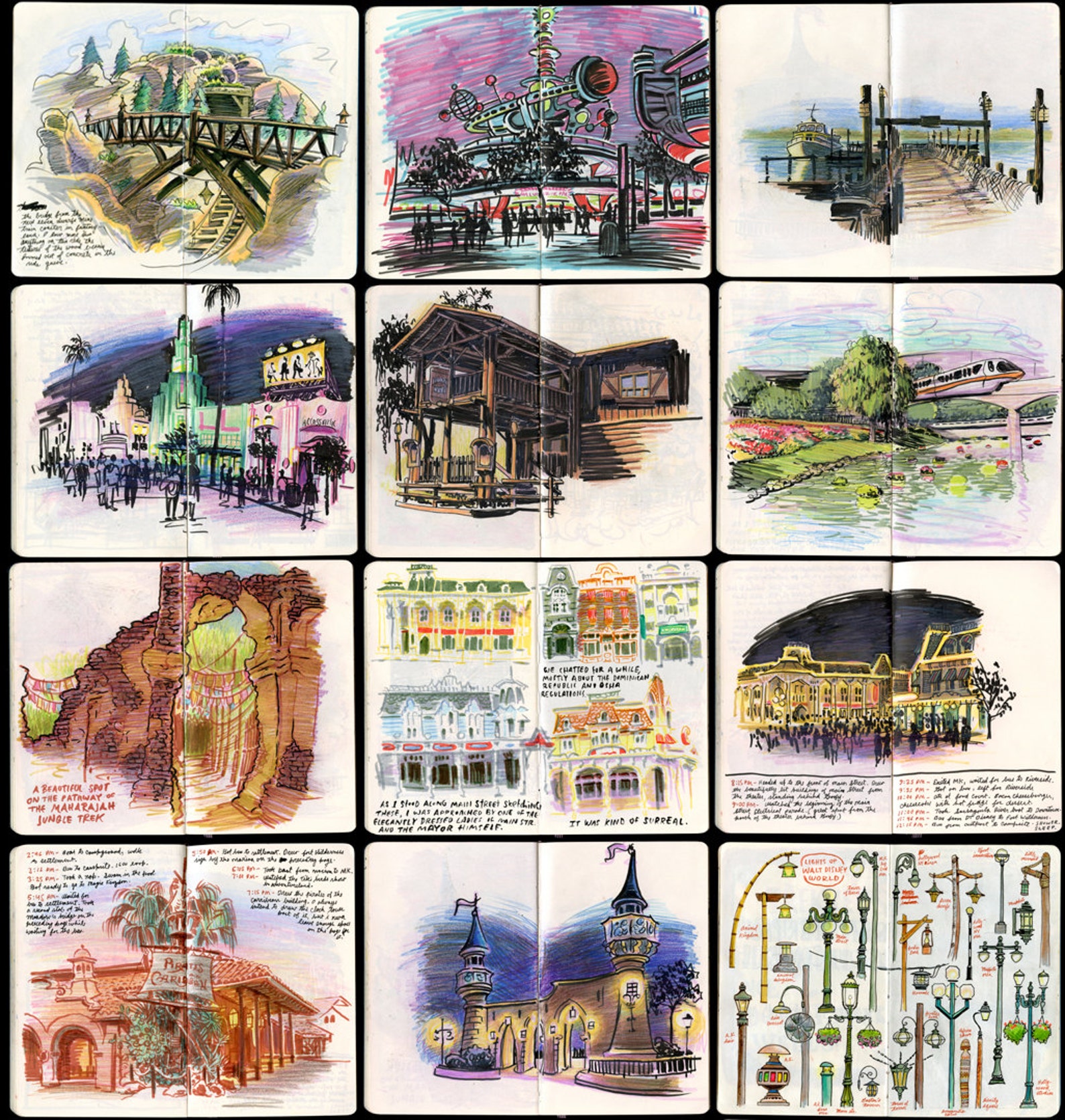 Walt Disney World Sketchbook Prints - Etsy