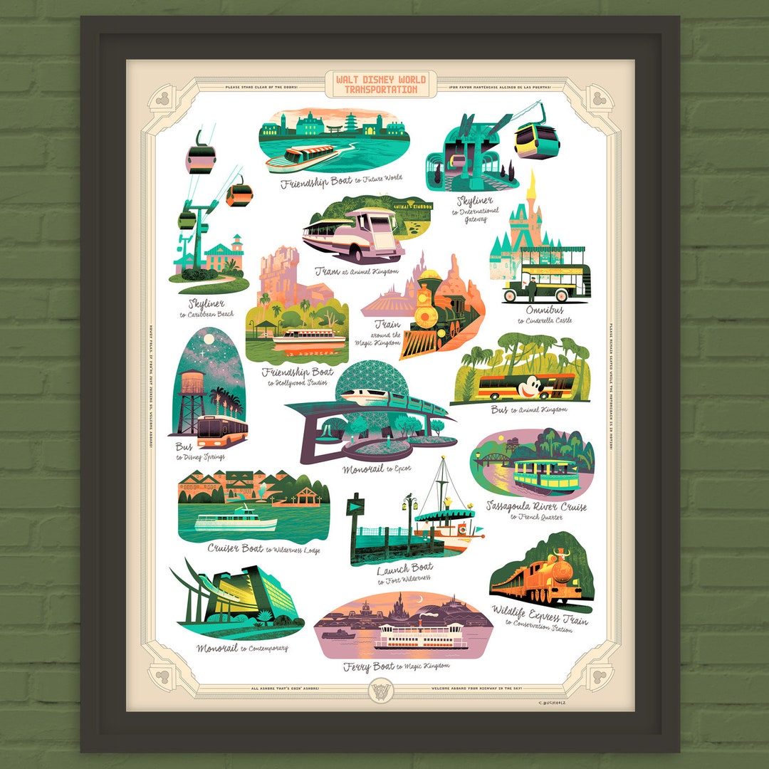 Walt Disney World Transportation Print - Etsy