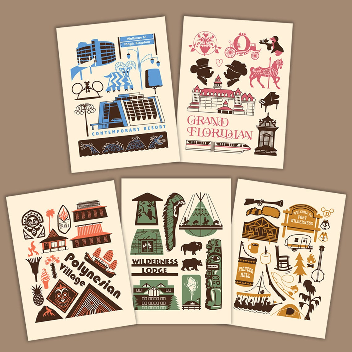 Bay Lake Area Resorts Series- All 5 Prints - Etsy