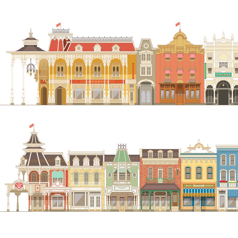 Los edificios de Main Street Walt Disney World Print sin | Etsy