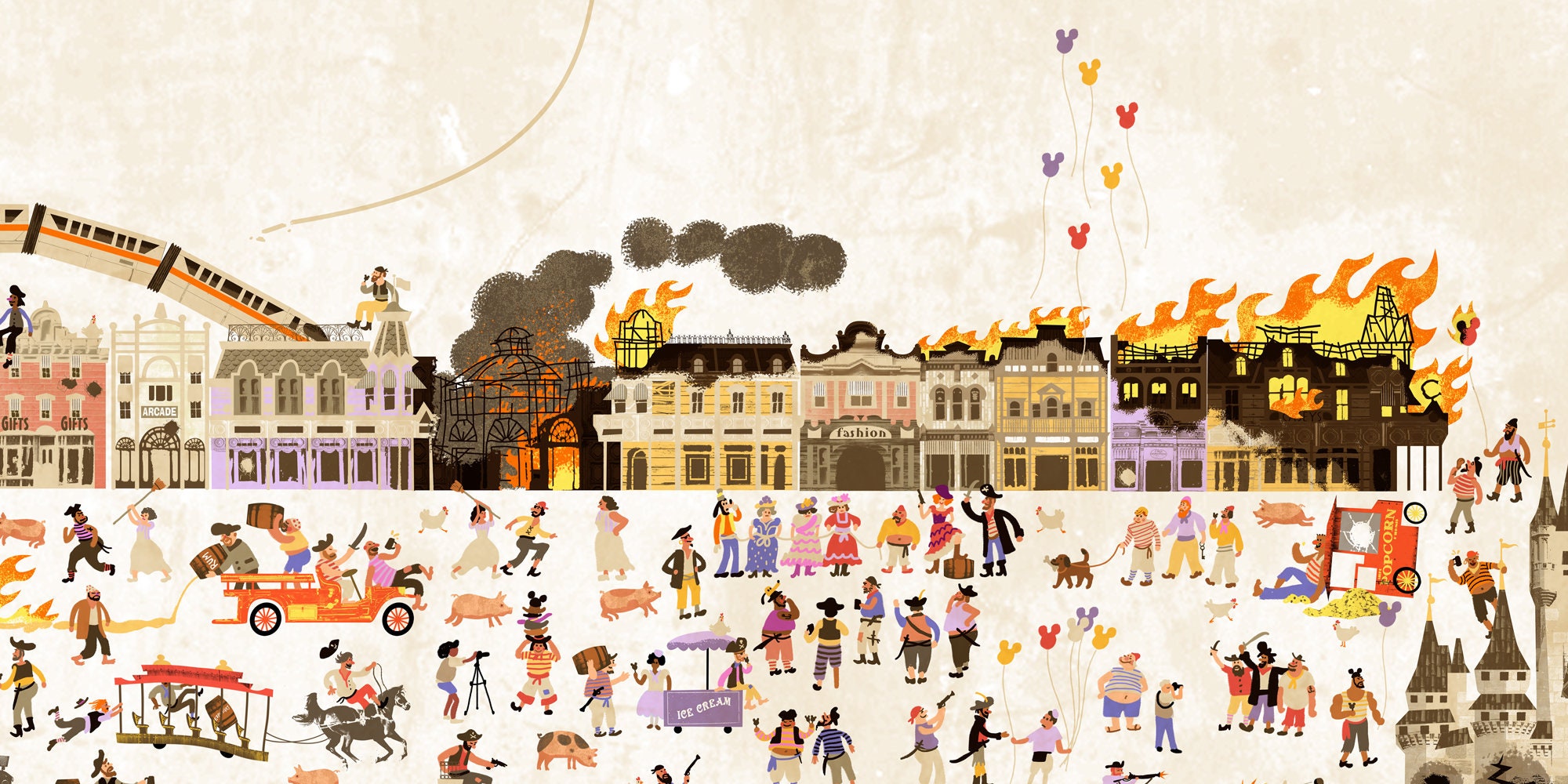 Main Street Pirate Invasion Large Panoramic Print | Etsy