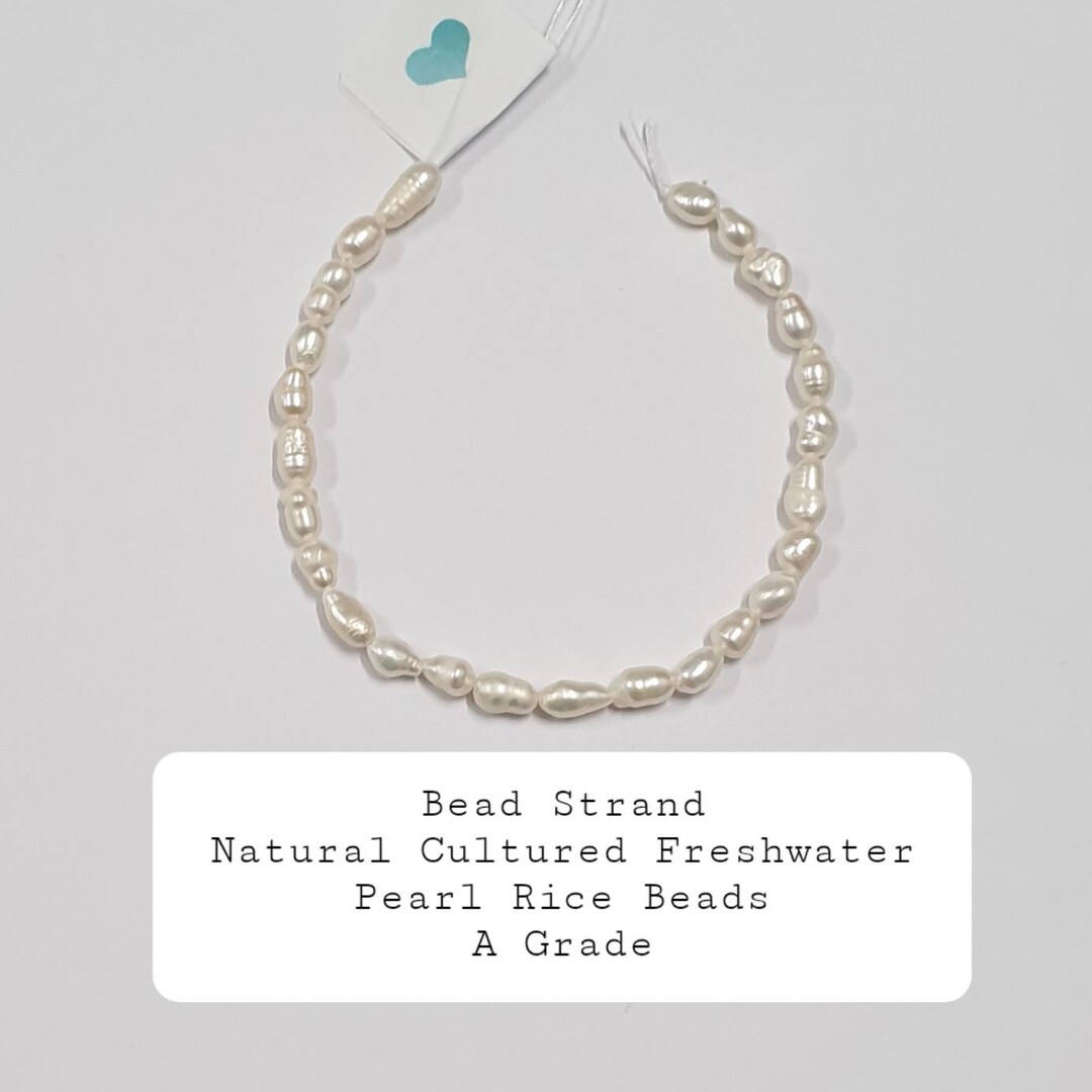 8 Inch Strand Natural Cultured Freshwater Pearl Rice Beads White A ...