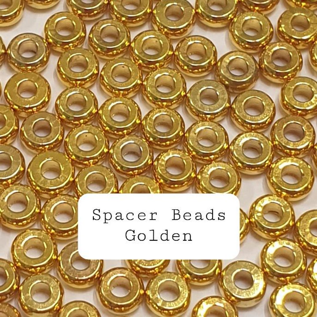 100 Golden Brass Spacer Beads 4x1.9mm 1mm Hole Findings Decorative ...