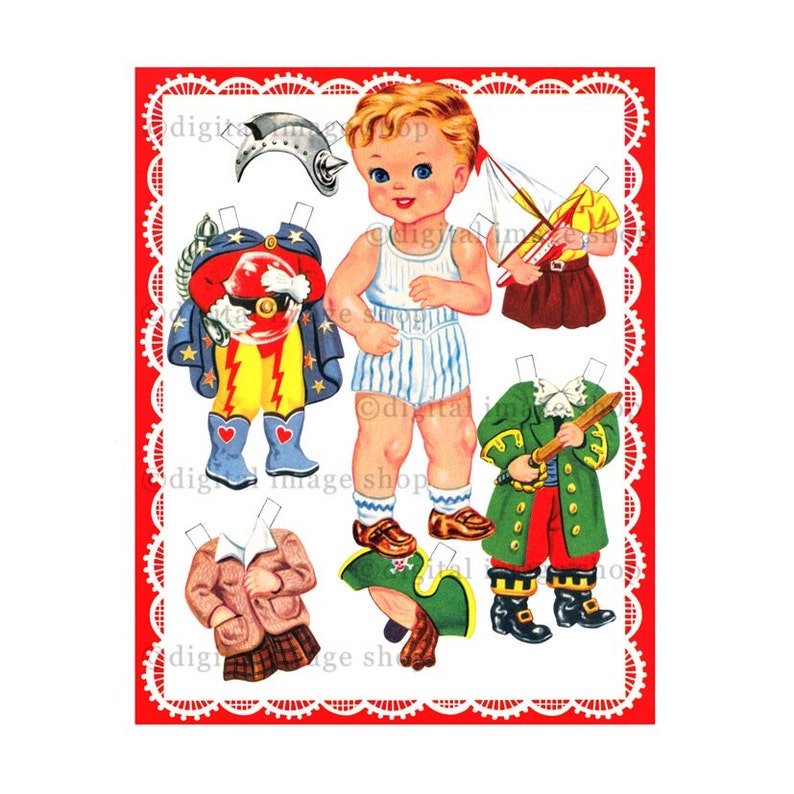 Boy Printable Paper Doll Clipart ~ Instant Digital Download Vintage ...