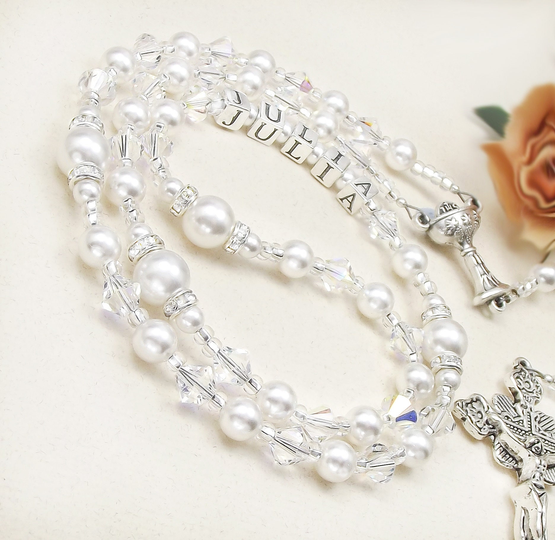 Girl Communion Personalized Rosary First Holy Communion | Etsy