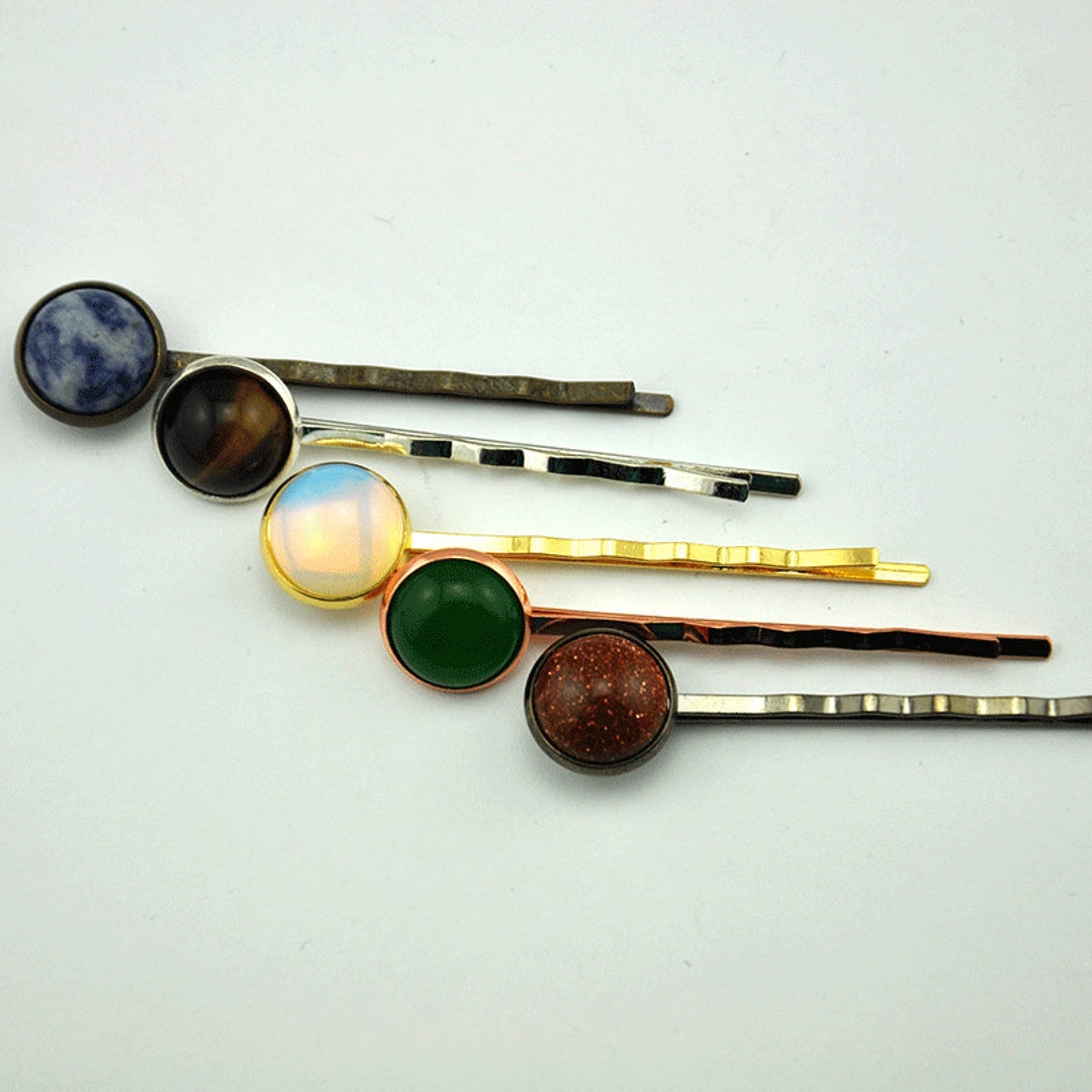 12mm Gemstone Hair Pin,bobby Pins Hair Clips Blanks With Bezel Tray ...