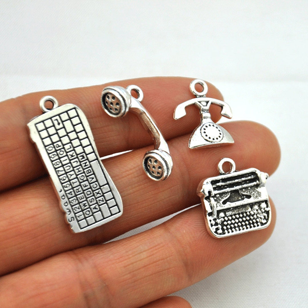 10-50pcs Silver Tone Computer Keyboard Pendant DIY Jewelry Making ...