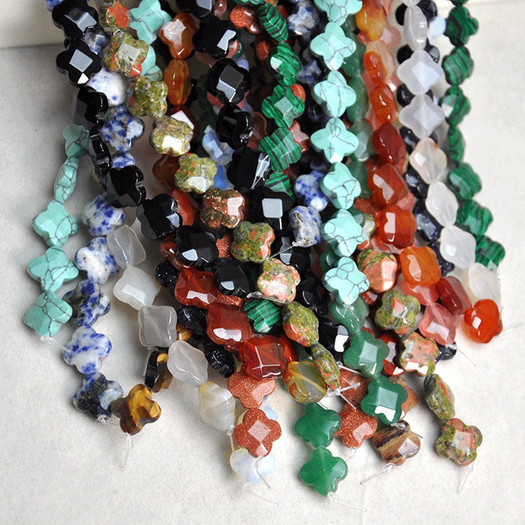 Faceted Four Leaf Clover Beads，four Leaf Clover Shape Beads，flower ...