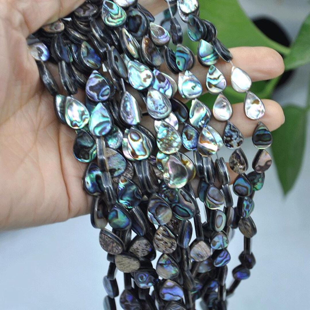 5pcs Teardrop Abalone Shell Beads，straight Hole Abalone Shell Smooth ...