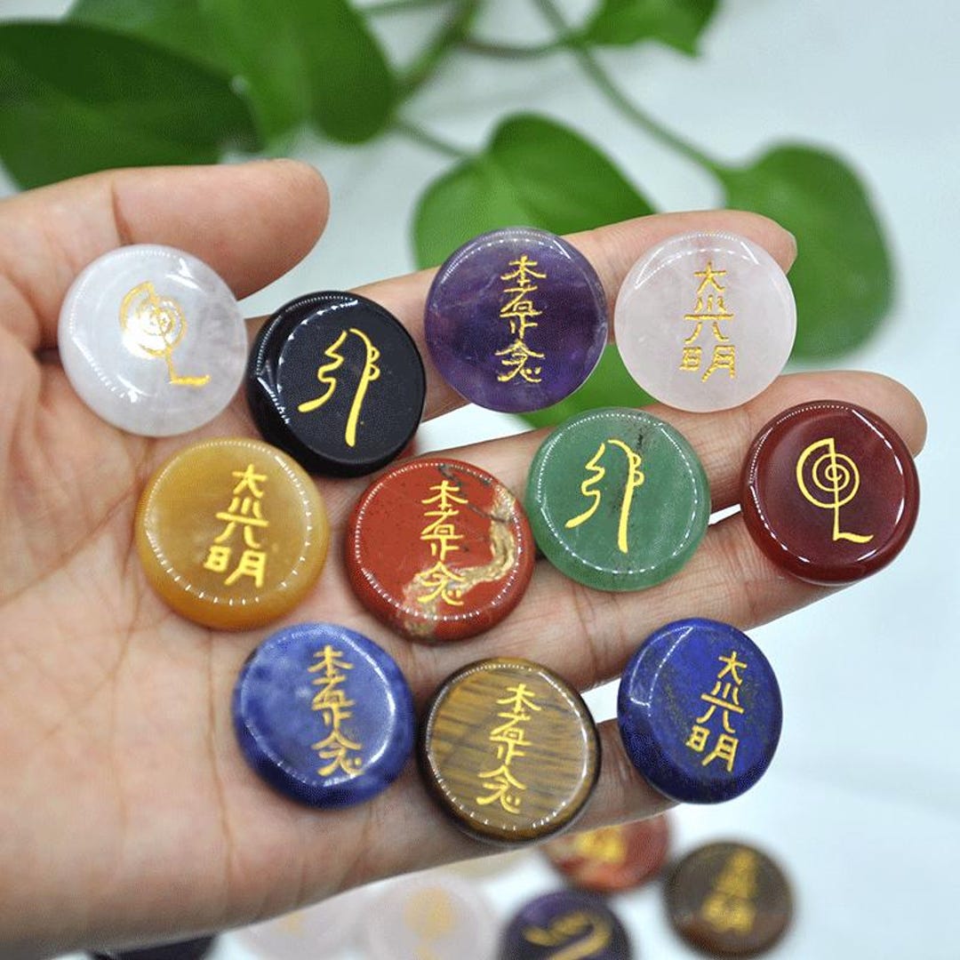Natural Gemstone Engraved Cho Ku Rei Reiki Symbol，crown Chakra，reiki ...