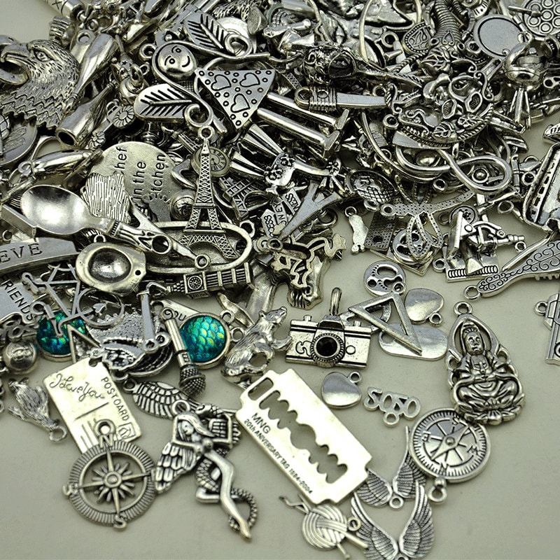 10-100pcs Liquidation Bulk Charm Lot Pendant Bulk Charm Mix Silver ...