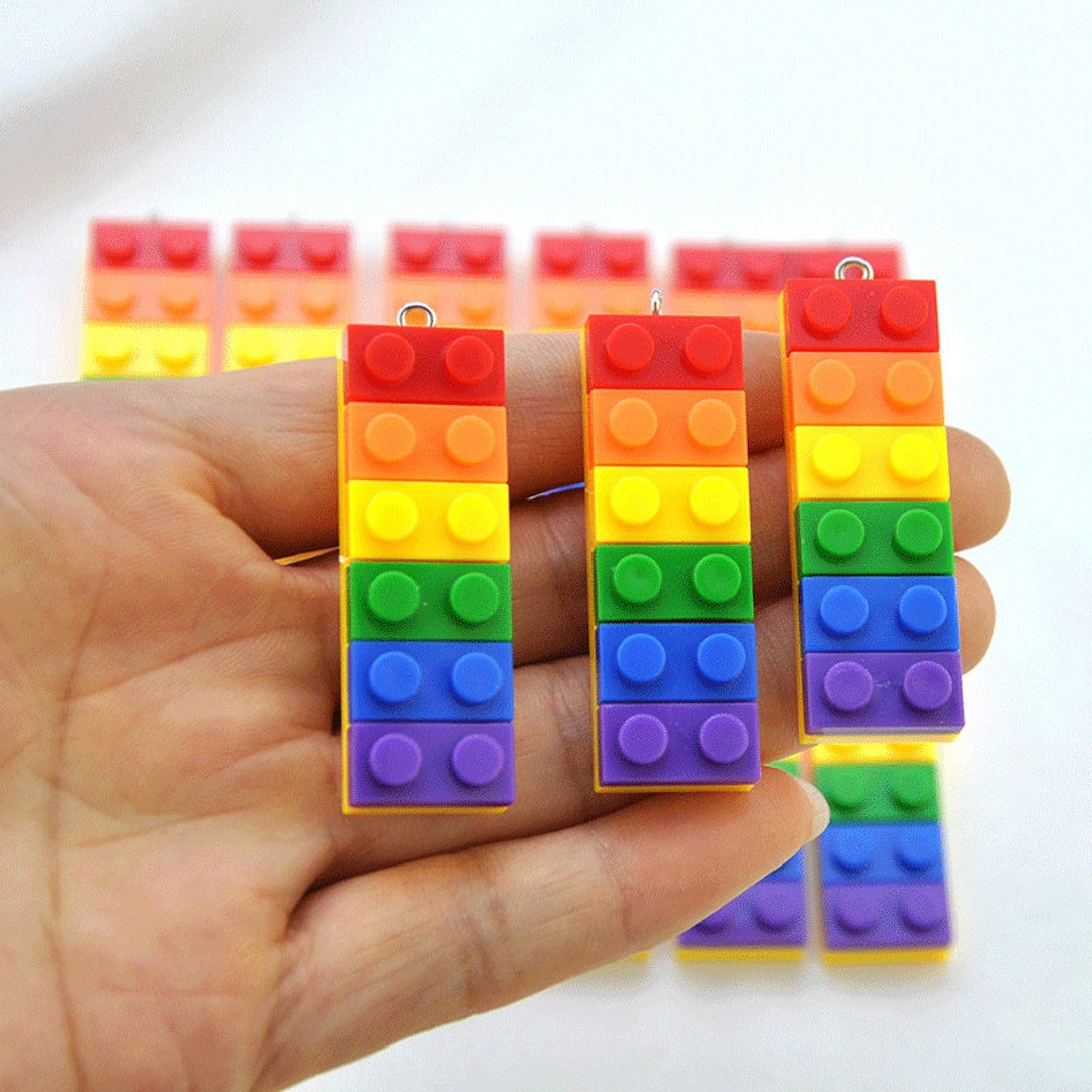 4PCS Rainbow Building Blocks Pendant,interchangeable Block Toy Charms ...