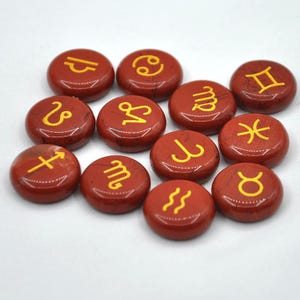 Natural Zodiac Runes of the Witch Set,astrological Symbol，12 Stone ...