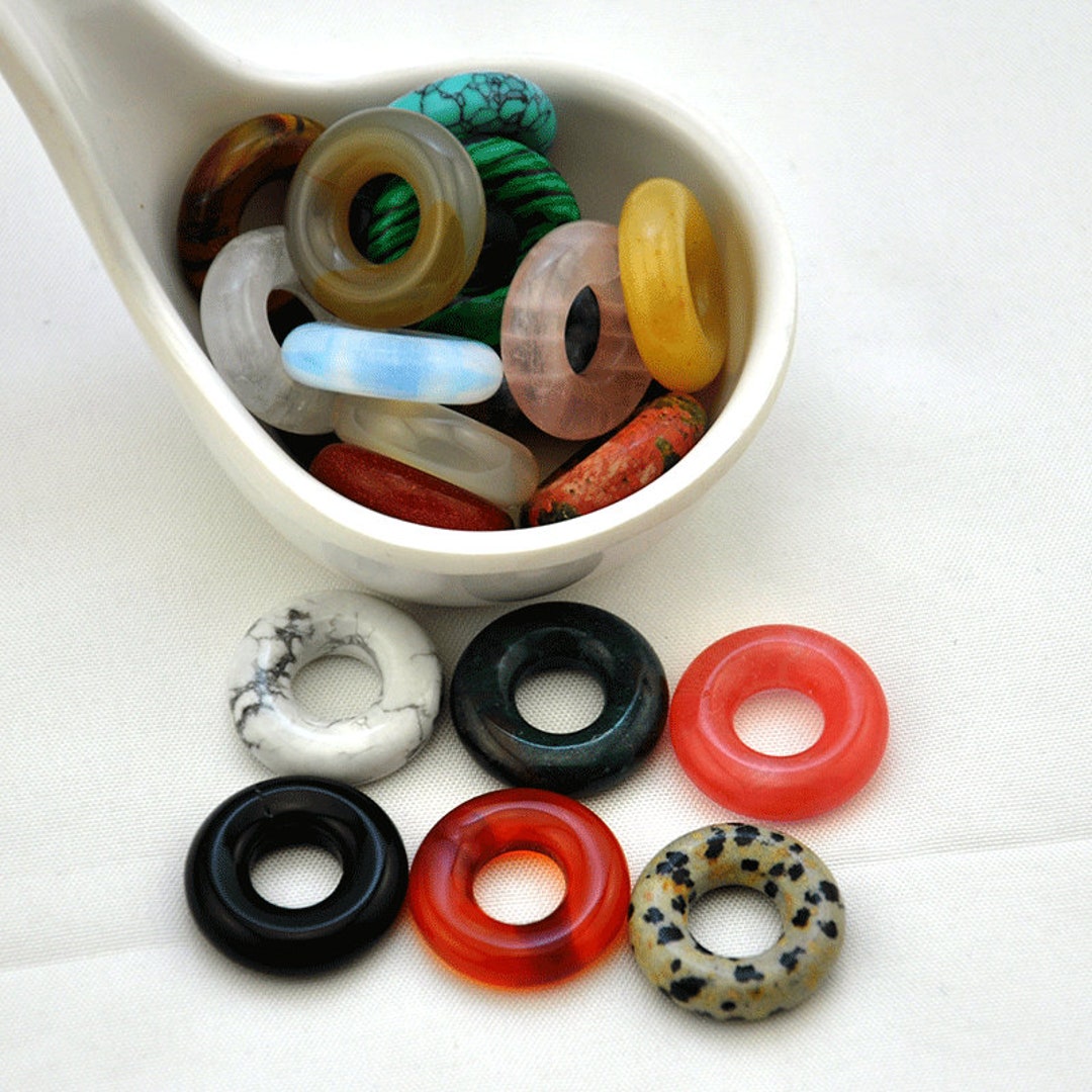 20mm Natural Crystal Donut for Pendants，diy Jewelry Making Donut Coin ...