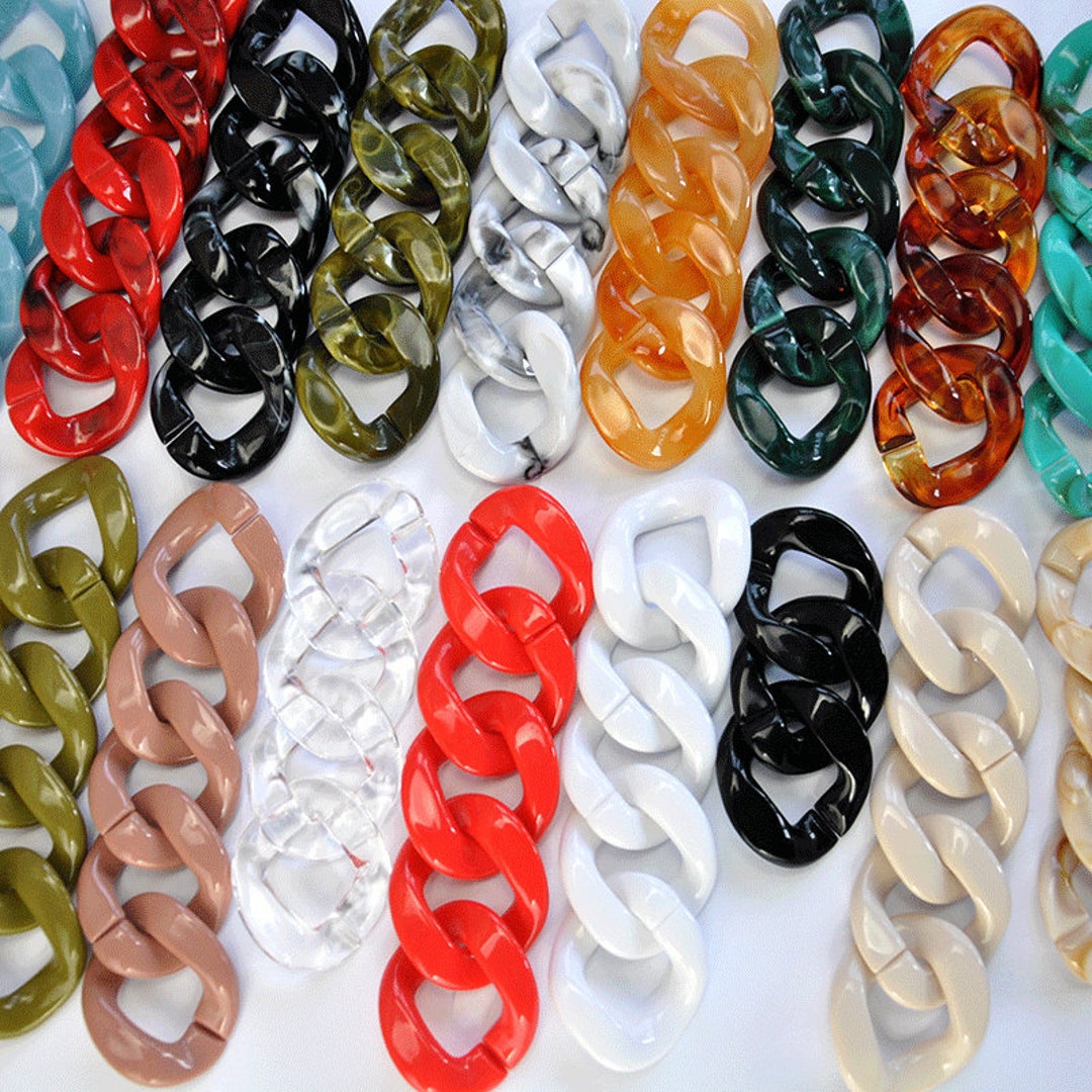 Marbled Plastic Chain,large Chunky Chain Choker,flat Twist Open Link ...